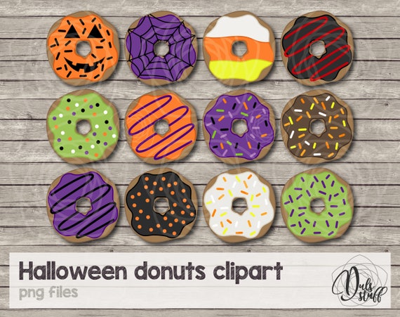 Halloween Donuts Clipart Orange Donut Halloween Pumpkin - Etsy