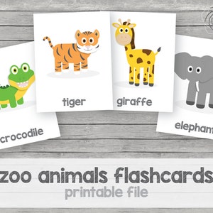 Printable Zoo Animal Flashcards for Kids in English. - Etsy