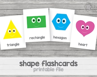 Printable Kids Shape Flashcards English - Etsy