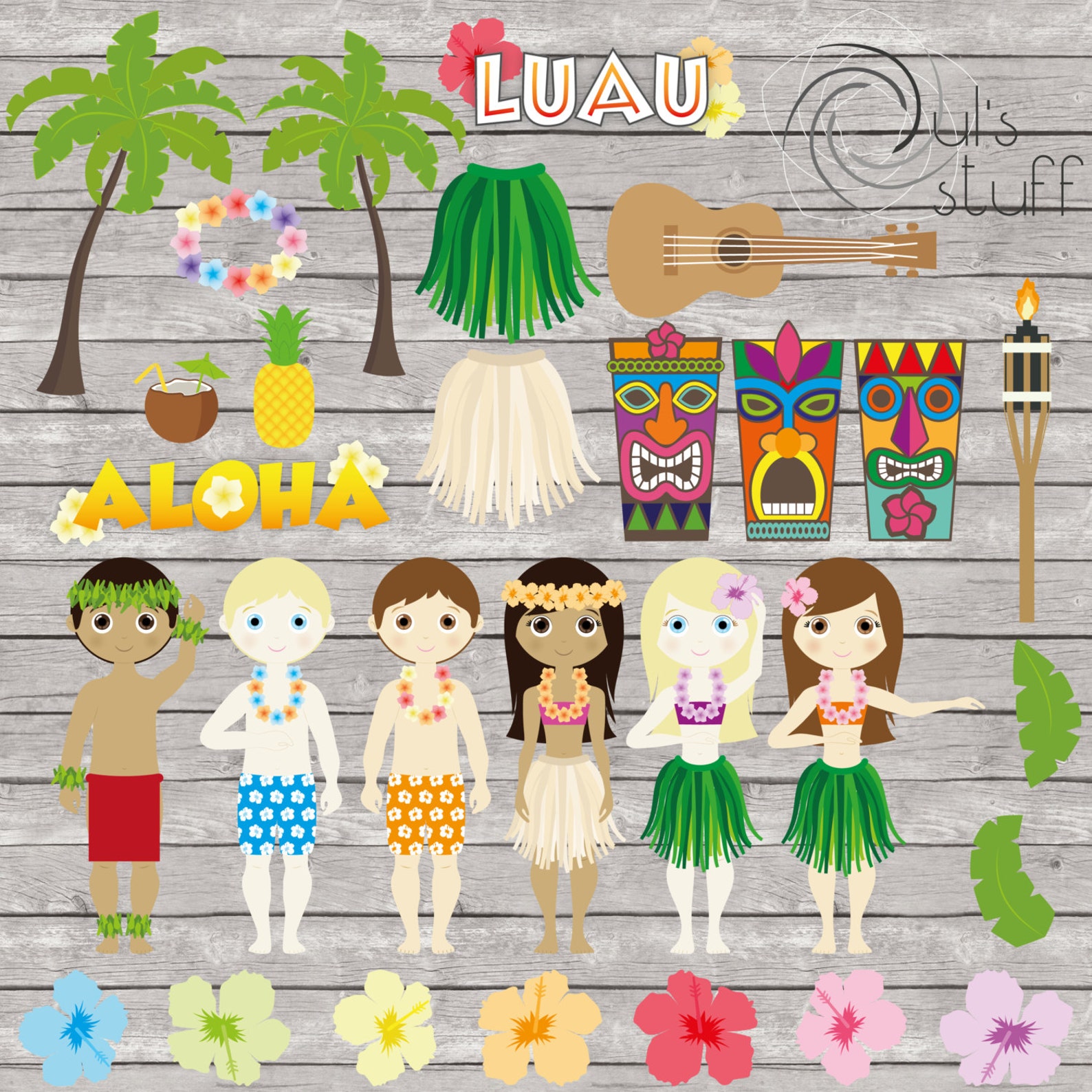 Luau Clipart Aloha Clipart Luau Party Hawaii Clipart Hula - Etsy