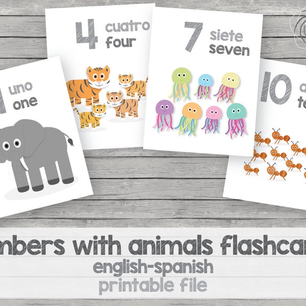Printable Kids Zoo Animals Flashcards, Spanish - Etsy UK