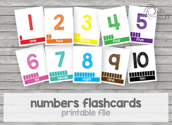 Printable kid’s numbers flashcards 1 to 10, english by Dul's Stuff ...