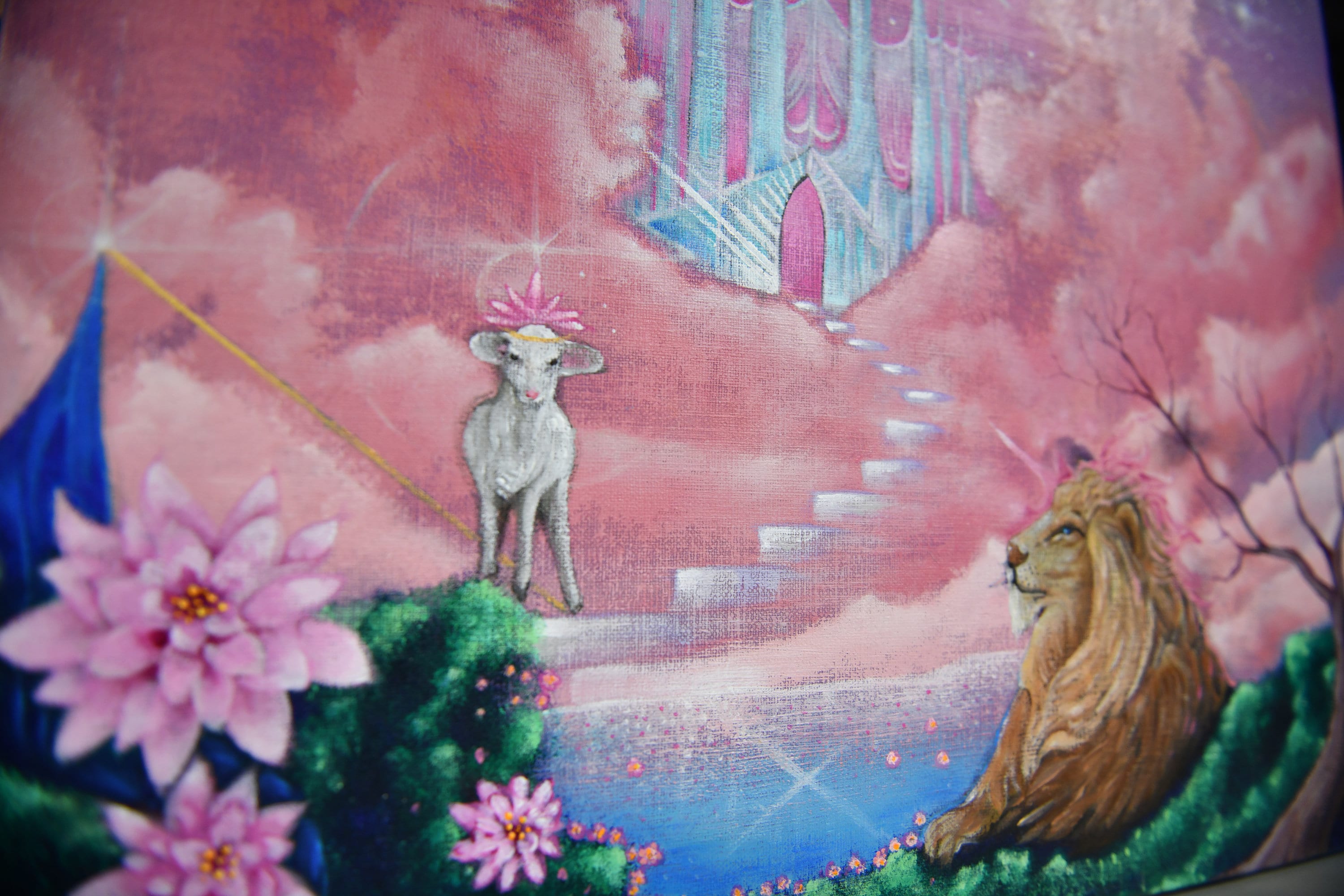 Lion and Lamb at the Gates of Heaven Art Print, Psychedelic Poster ...