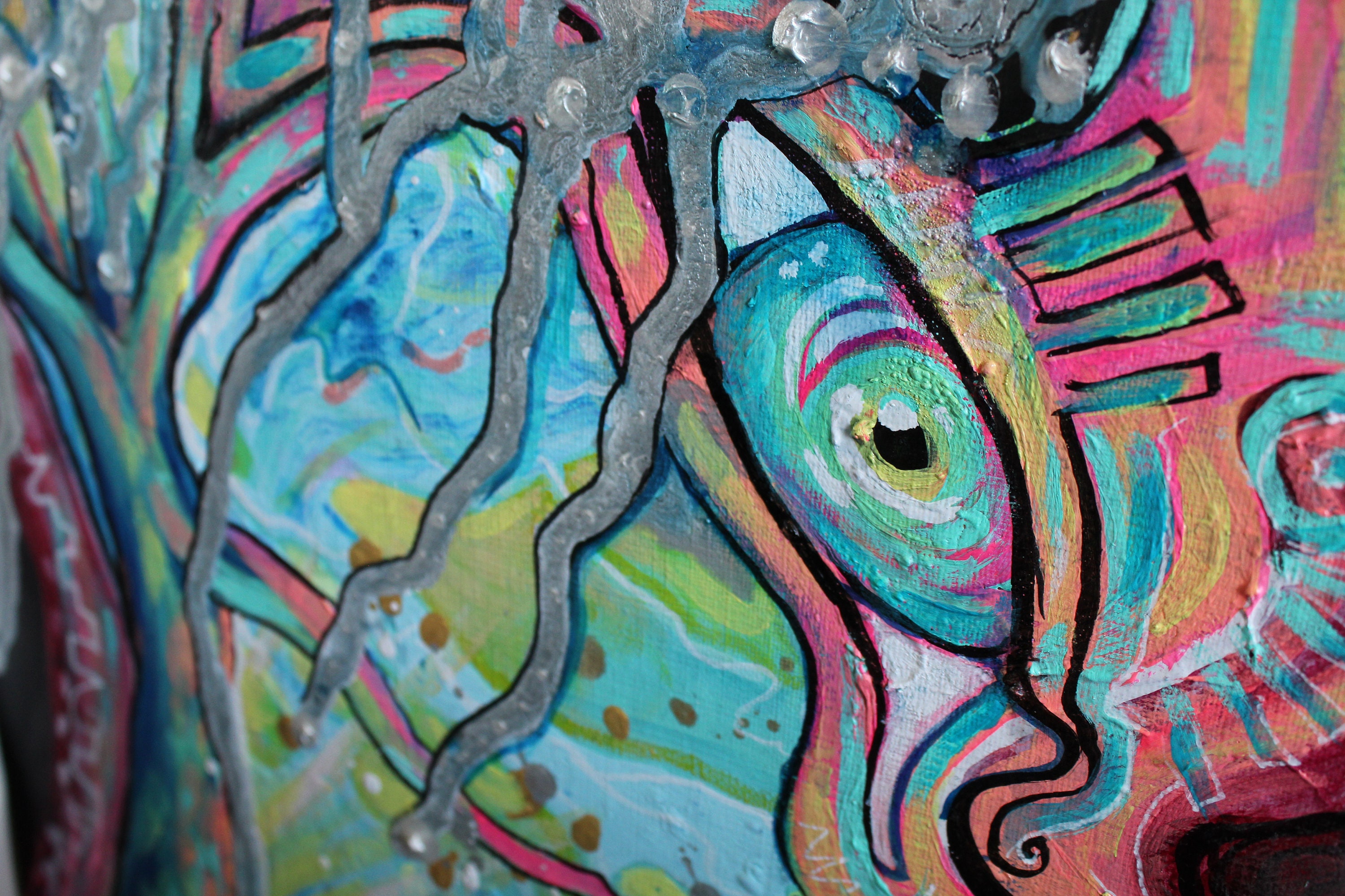 RAINBOW SERPENT Large Abstract Painting. Original Acrylic Custom ...