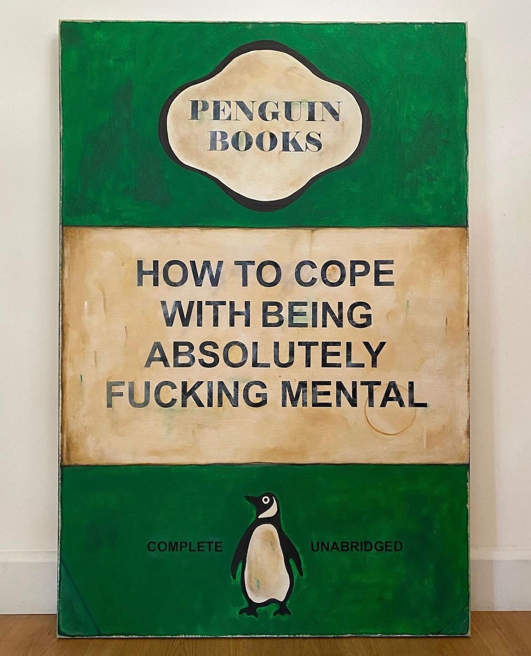 Custom/made to Order Hand Painted Penguin Book Cover Art 91cm X 61cm ...