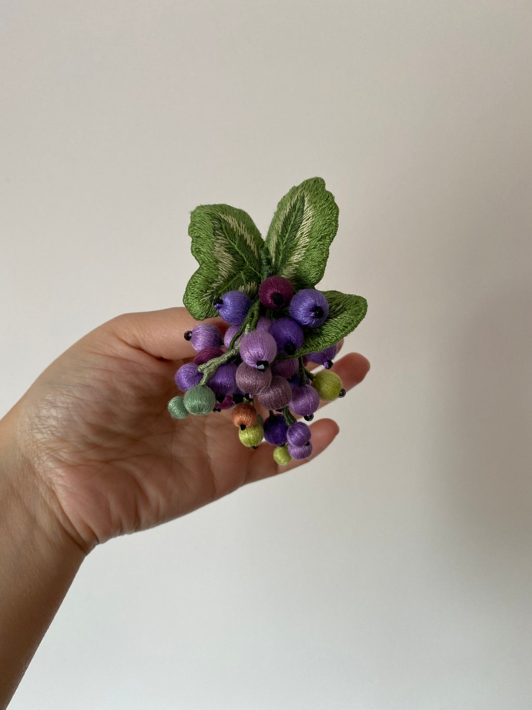 Lilac Little Fruit Berries Brooch Embroidery Brooch Woodland - Etsy
