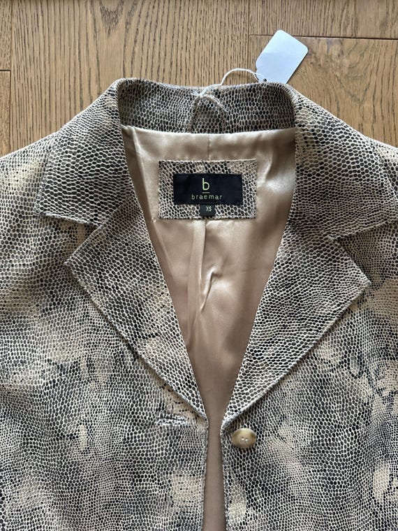 SNAKE LEATHER JACKET vintage long blazer style button… - Gem