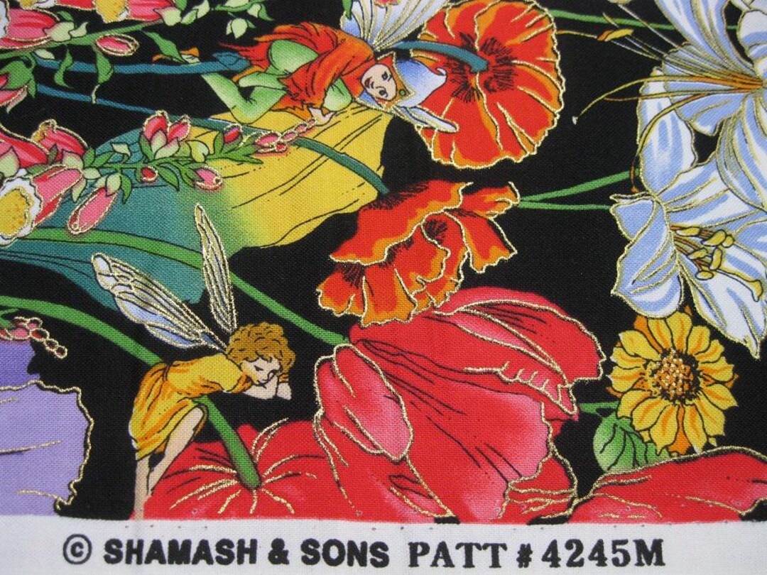 Fairies and Flowers Fabric by Shamash and Sons by the Half Yard - Etsy