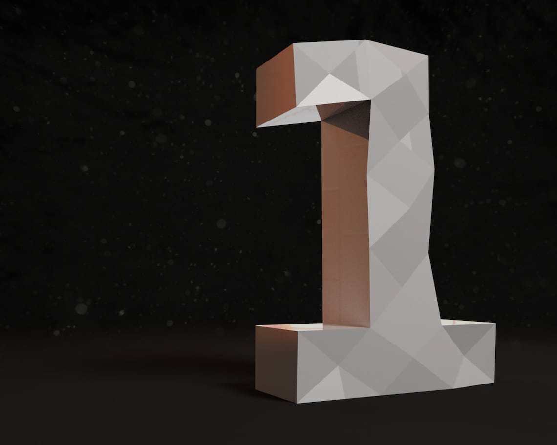 Papercraft Number One Model 1 Digit 3D Origami Download - Etsy