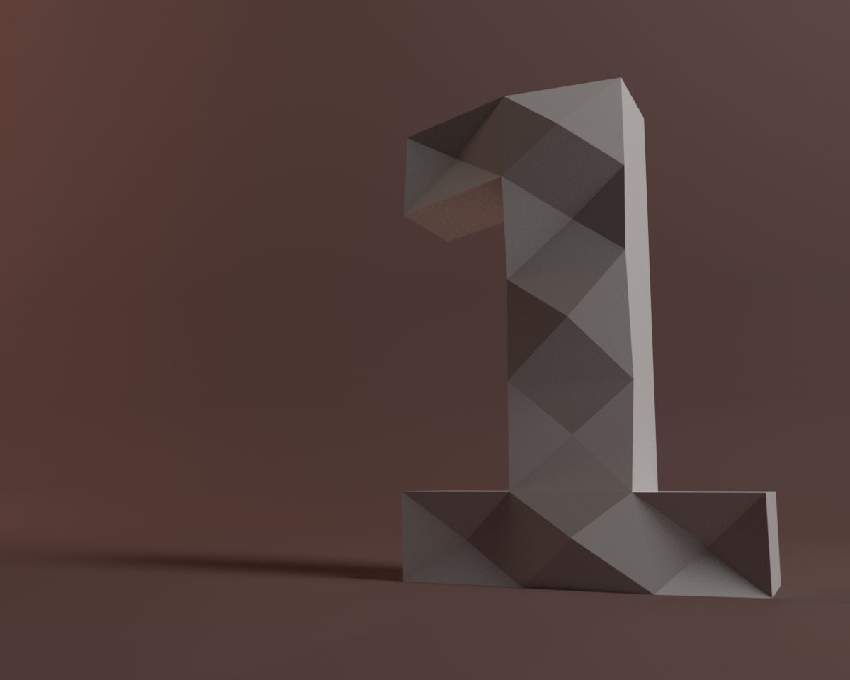 Papercraft Number One Model 1 Digit 3D Origami Download | Etsy