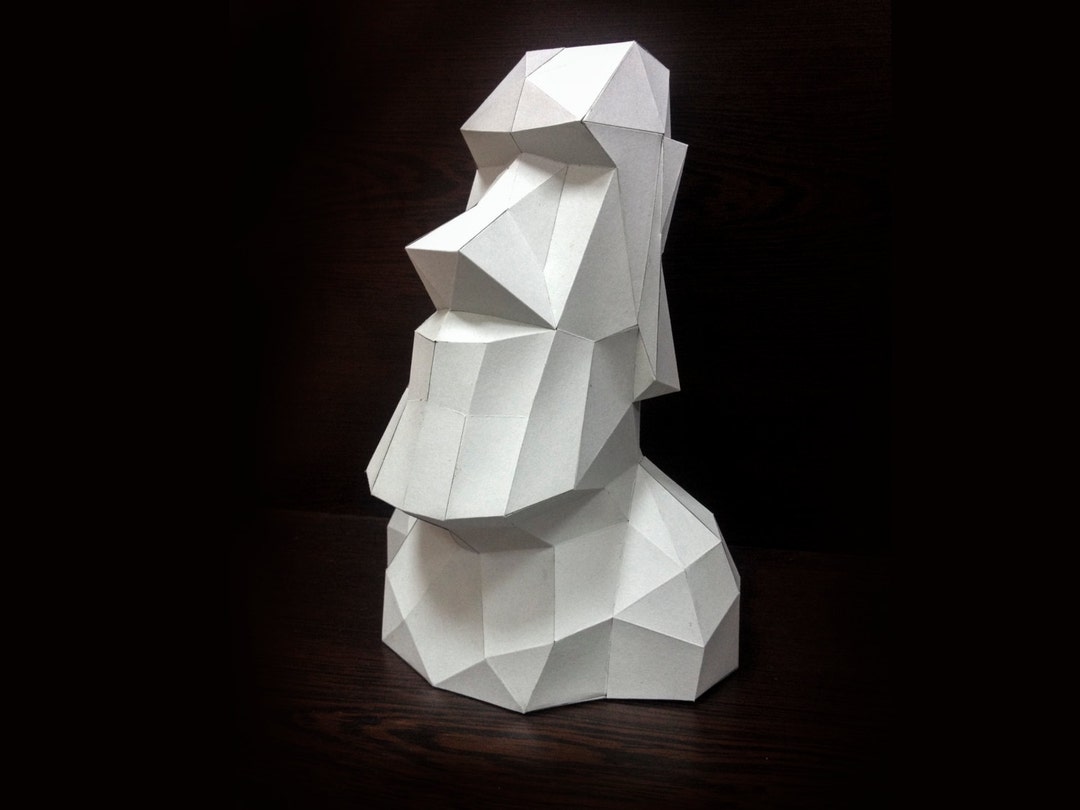 Printable Paper Model of Moai 3D Papercraft Model - Download PDF ...