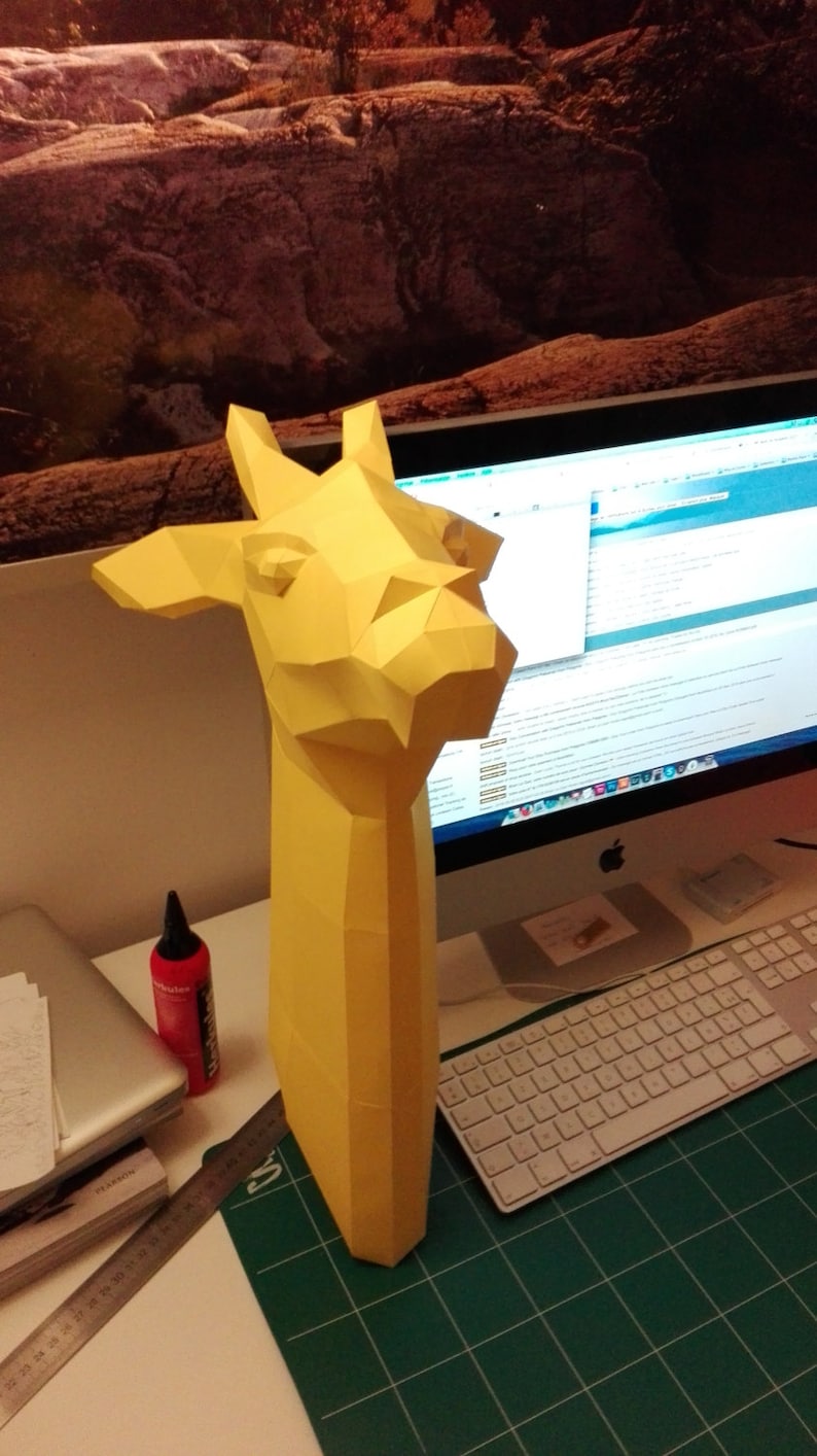 Giraffe Paper Trophy 3D Papercraft Model PDF Template | Etsy