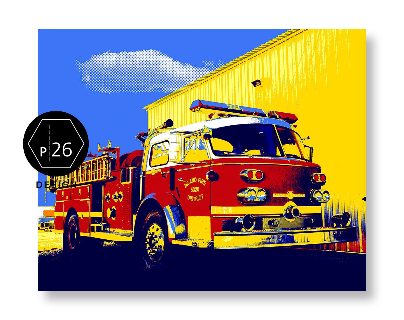 Vivid Color Retro Fire Truck Downloadable Art - Etsy