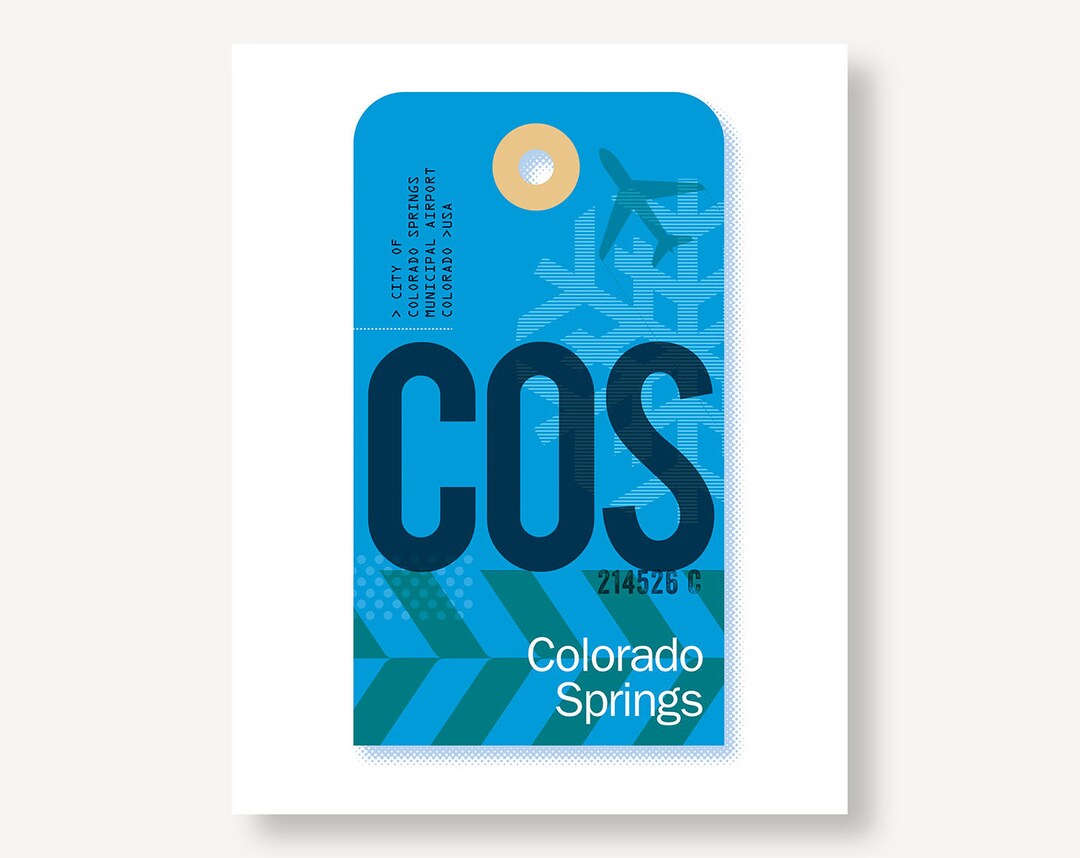 Colorado Springs (COS) Luggage Tag Art, Downloadable Poster. - Etsy