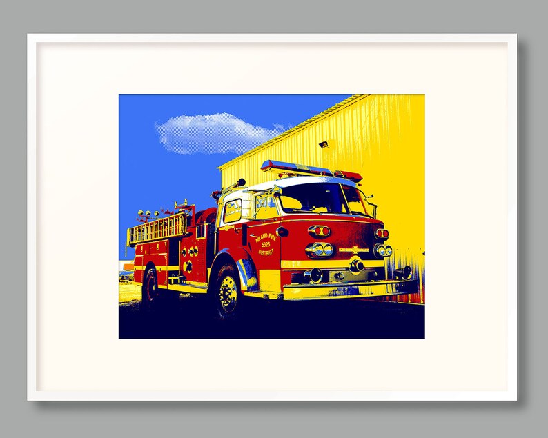 Vivid Color Retro Fire Truck Downloadable Art - Etsy