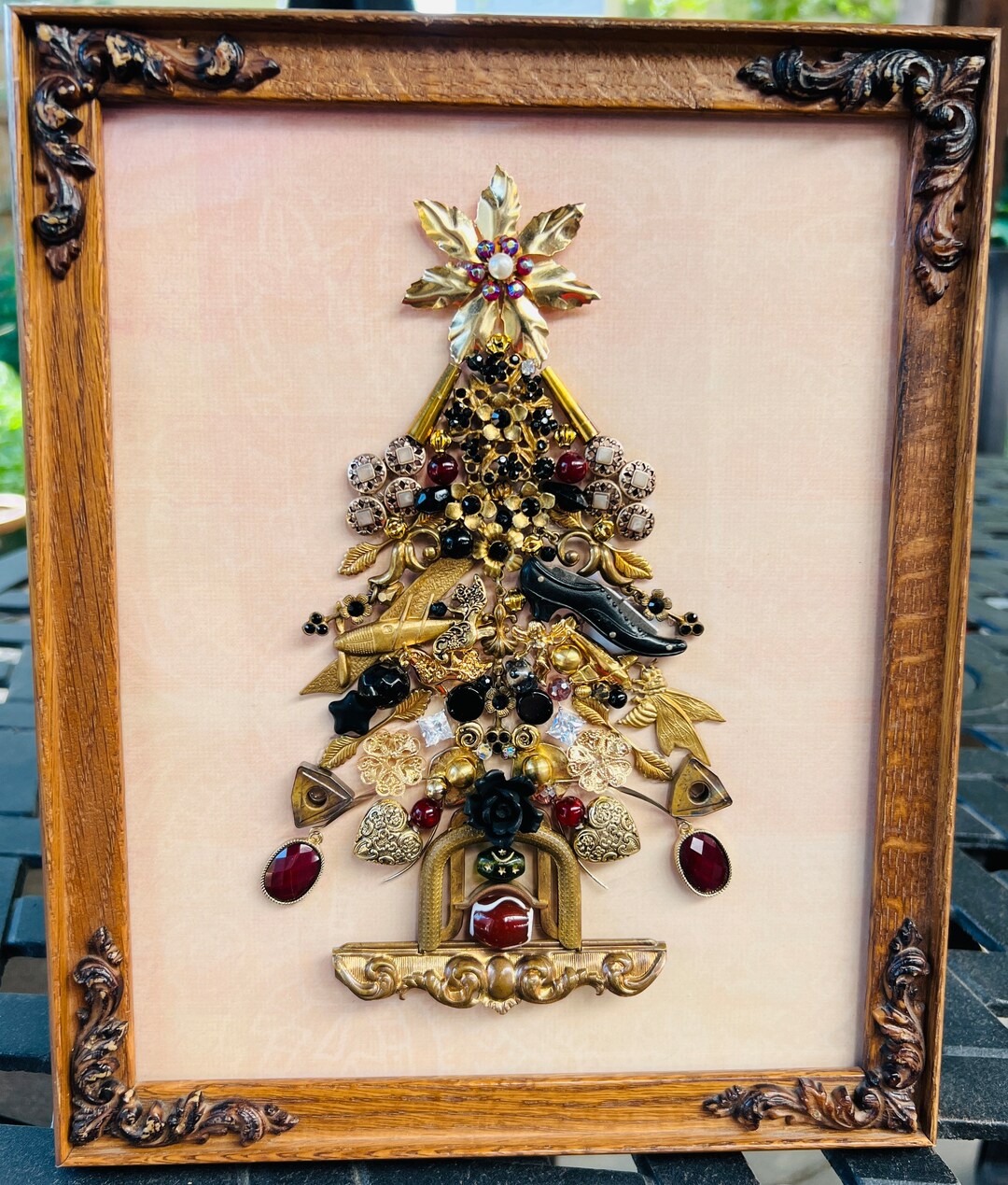 A German Tradition Assemblage Tree Art: Vintage Jewelry in Antique ...