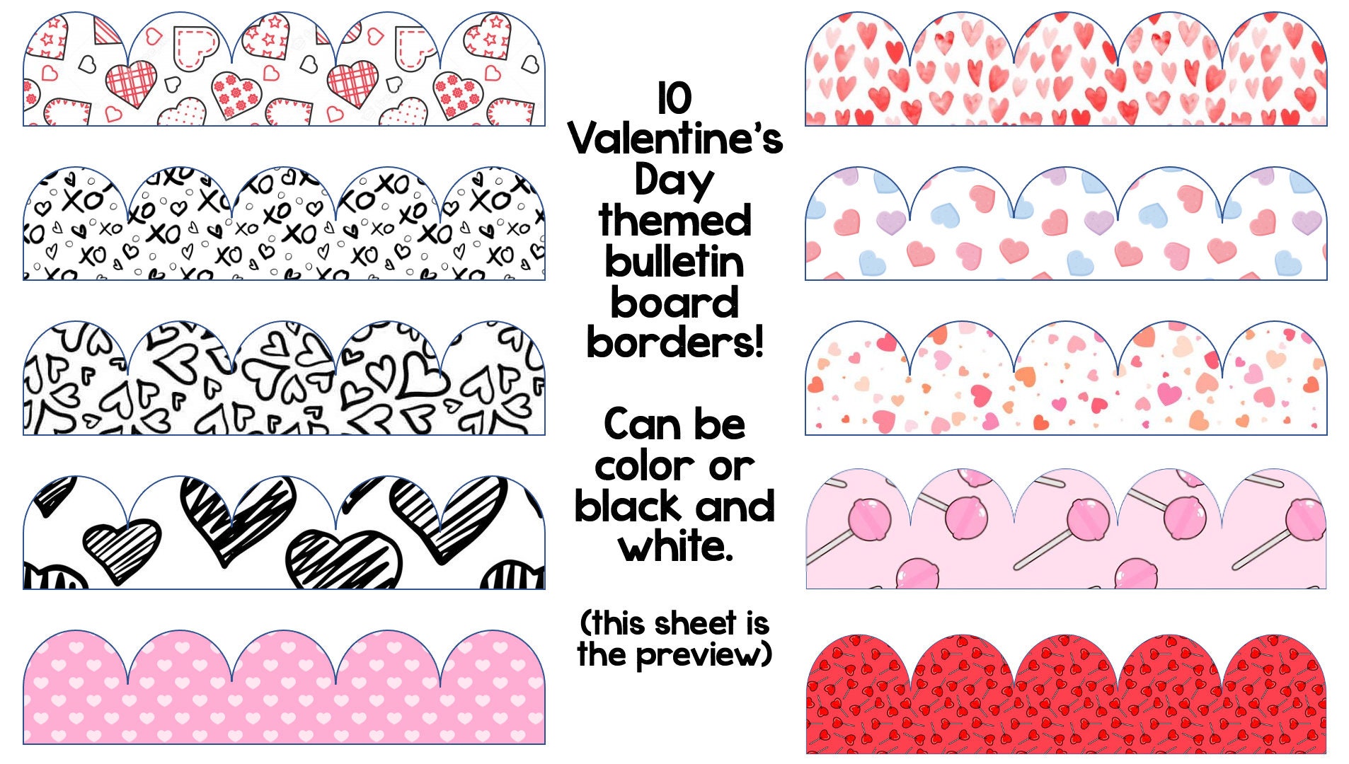 Valentine's Day Themed Bulletin Board Border Pack - Etsy