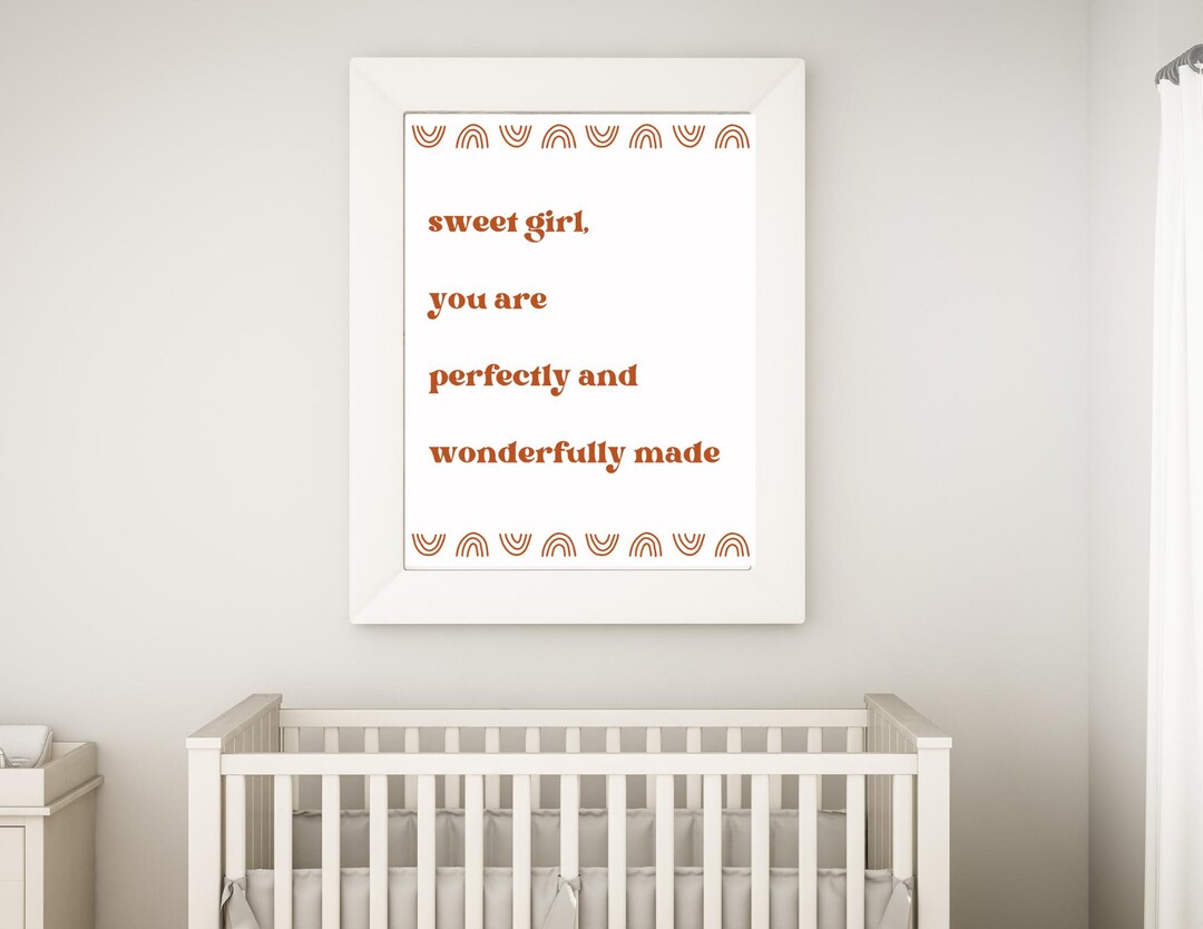 Sweet Girl You Are Perfectly and Wonderfully Made Boho Rainbow Nursery ...