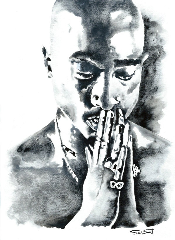Tupac Shakur poster watercolor painting 2pacTupac pray | Etsy