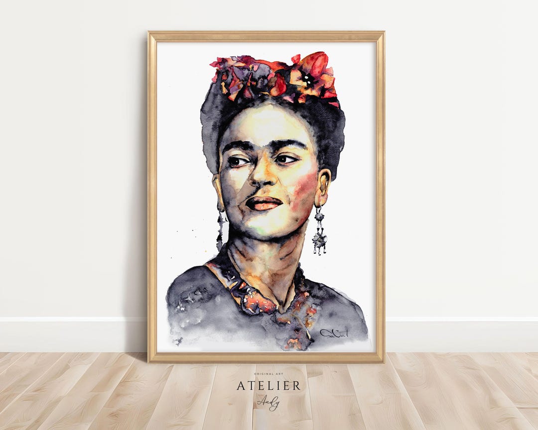 Frida Kahlo Wall Art From Original Watercolor Painting, Frida Kahlo ...