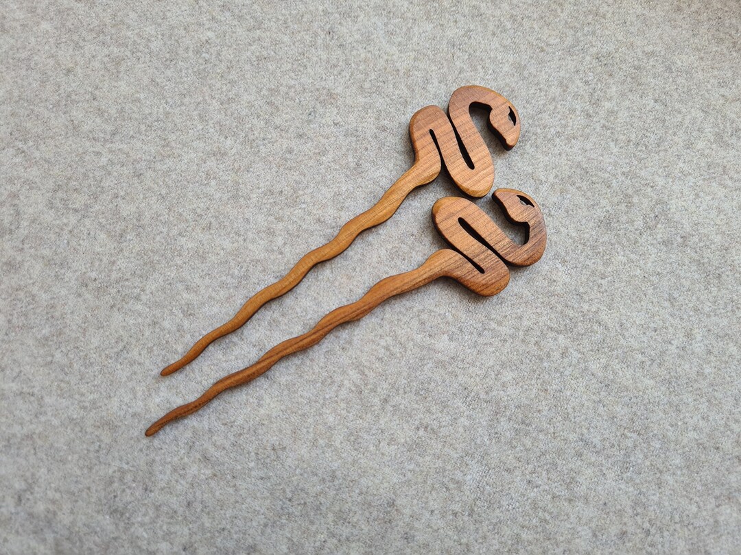 Snakes Wooden Hair Stick Pair, Eco-friendly Hairpins, Exotic Wood ...