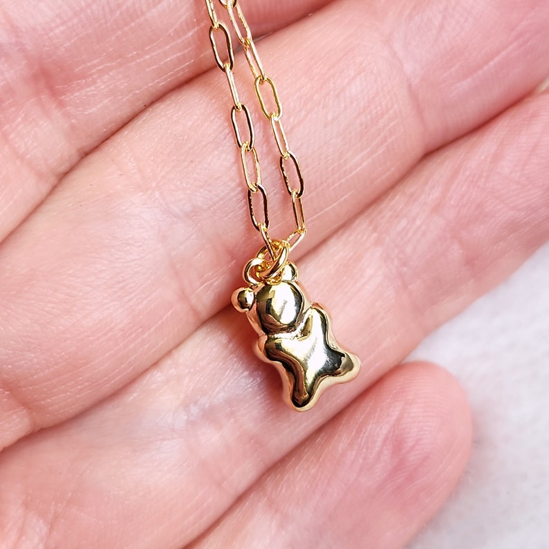 Gold Gummy Bear Necklace, Paperclip Chain Pendant - Etsy
