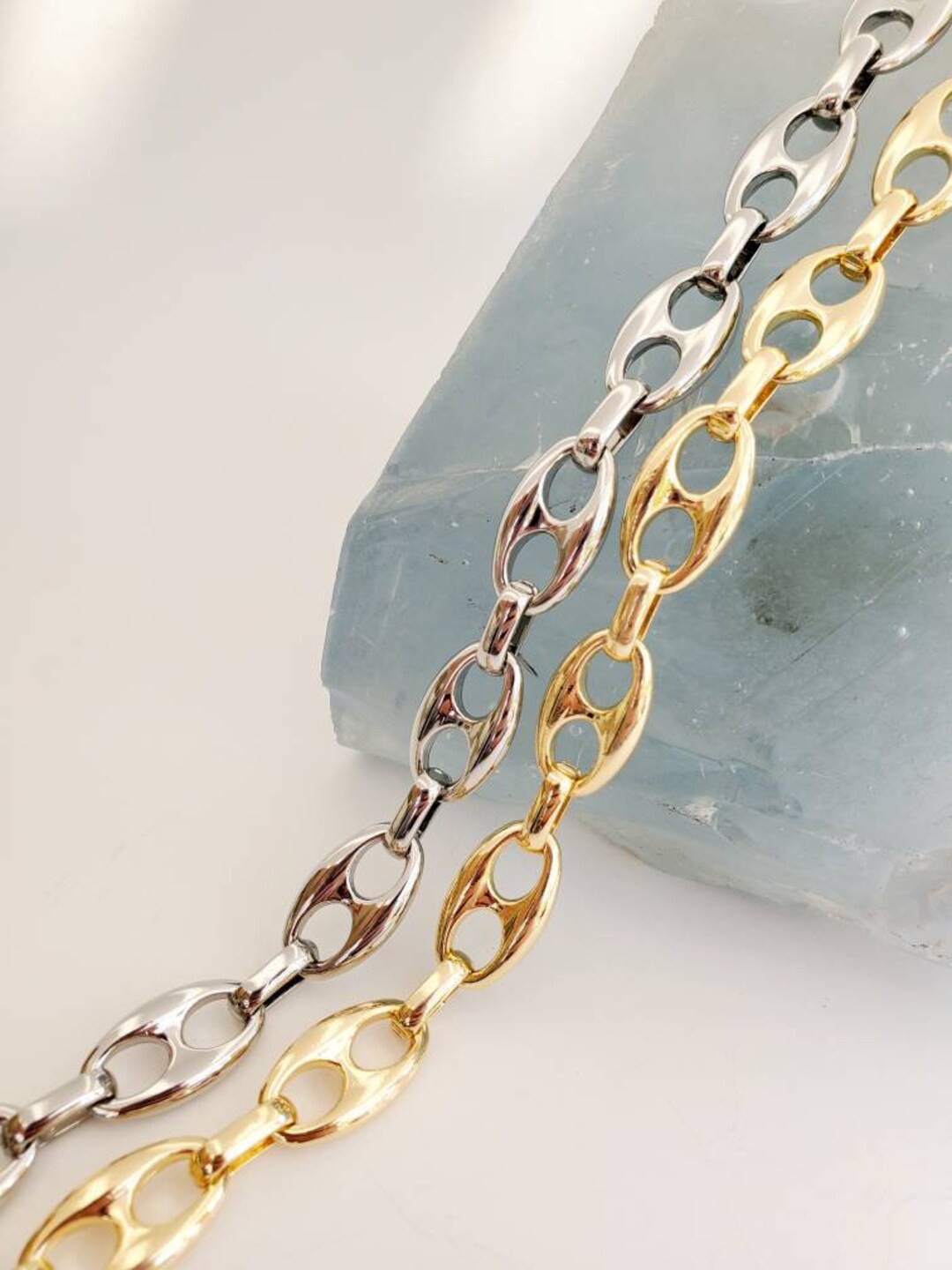 Mariner Necklace Anchor Chain Large Link Chunky Choker - Etsy