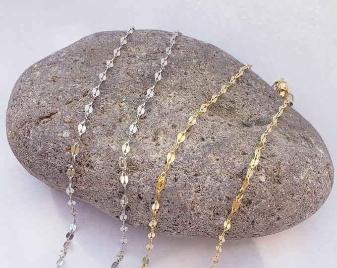 GOLD CHAIN NECKLACE Mirror Link Minimalist Simple Silver - Etsy