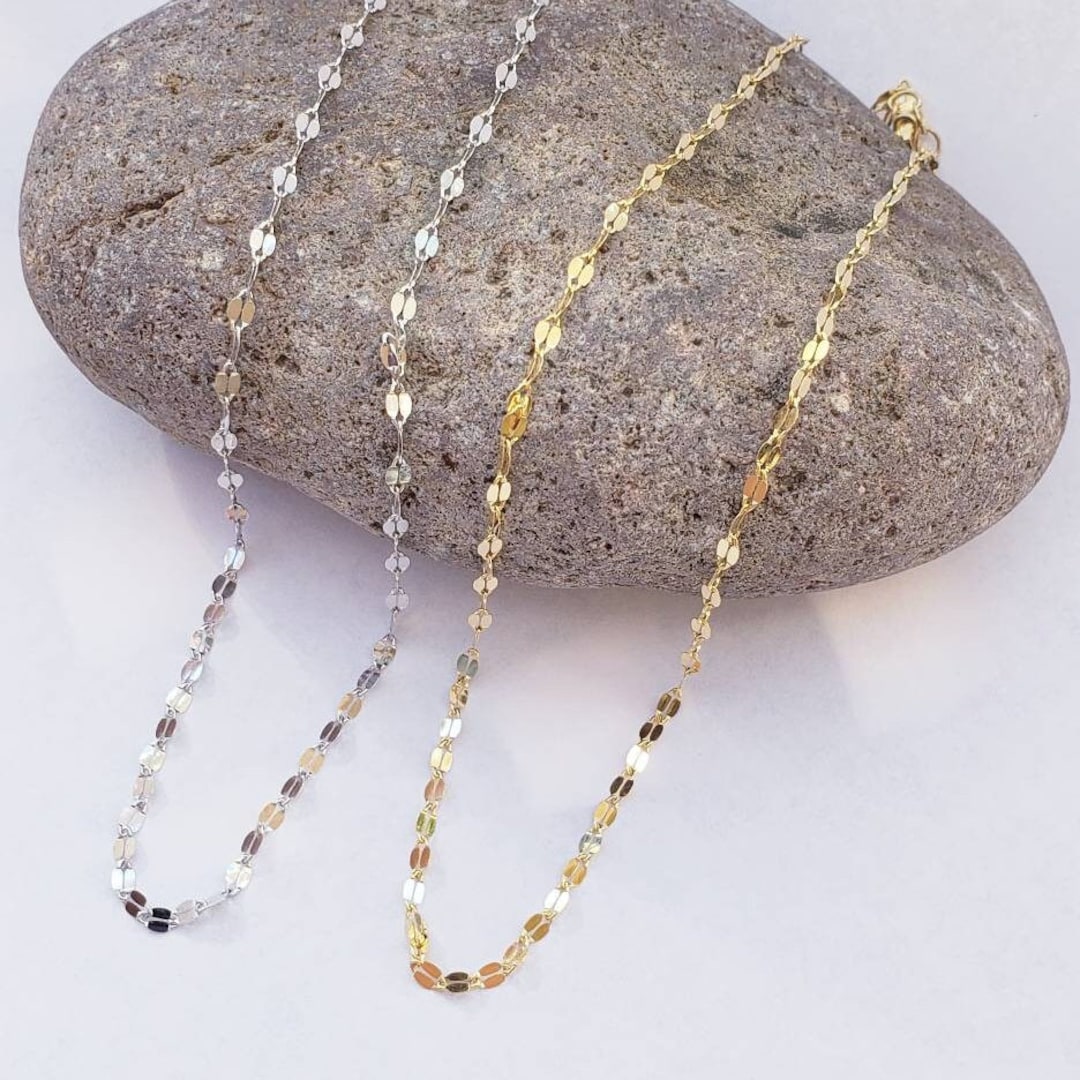 GOLD CHAIN NECKLACE Mirror Link Minimalist - Etsy