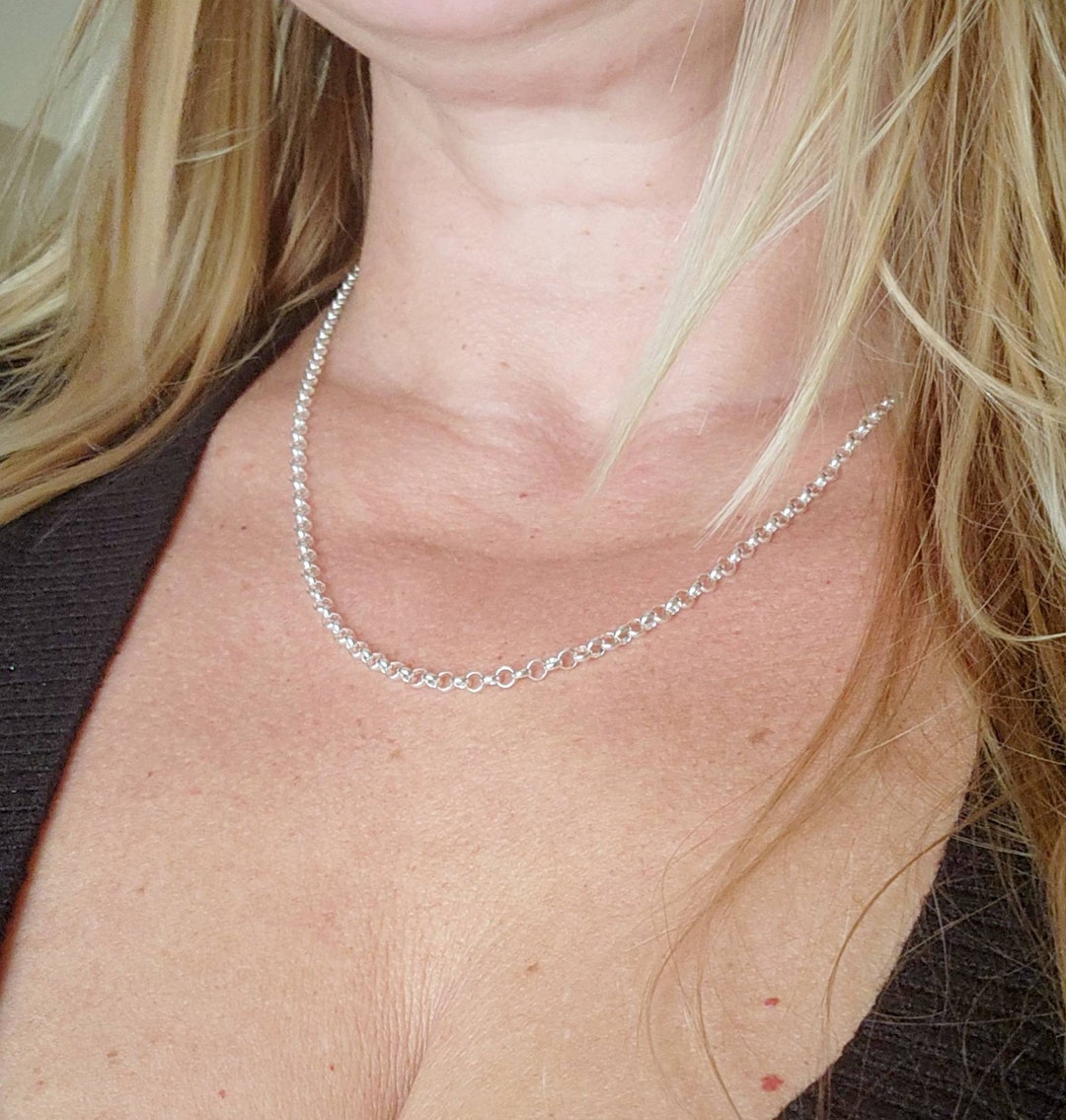 Rollo Chain Sterling Silver Necklace Circle Link Chain Simple Chain for ...
