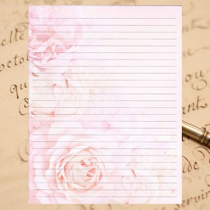 Pink Floral Background Writing Paper 8.5"x11" With 25 Sheets and 10 ...