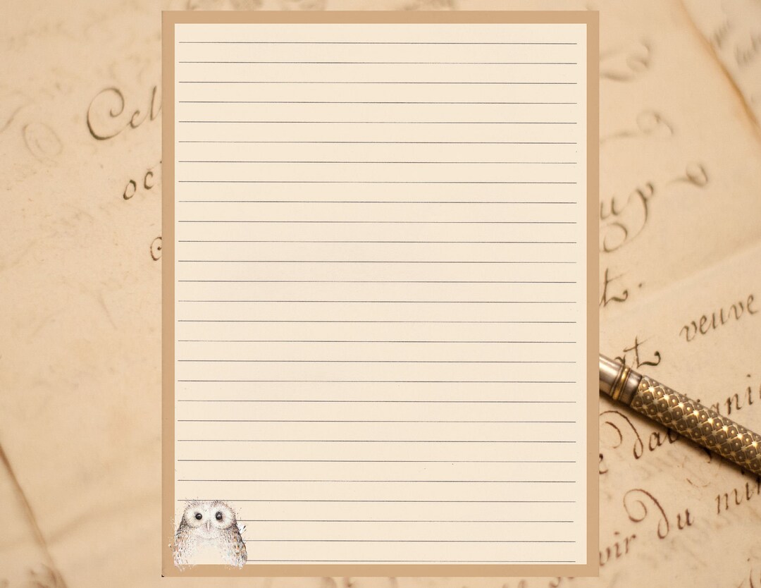 Cute Owl Lined Stationery 8.5" X 11" 25 Sheets and 10 Color Co ...
