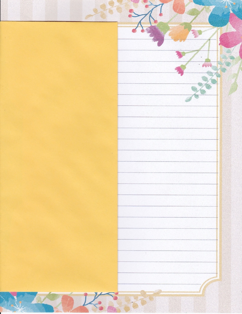 Framed Floral Bordered Lined Stationery 8.5x11 25 - Etsy