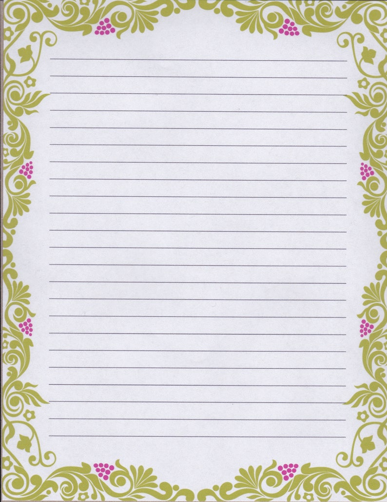 Classic Colonial Design Bordered Fine Lined Stationery 8.5" X 11" 25 ...