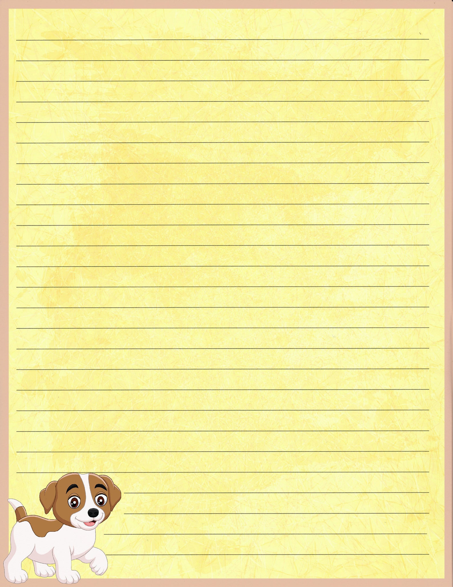 Cute Puppy Fine Lined Stationery 8.5" X 11" 25 Sheets and 10 Color ...