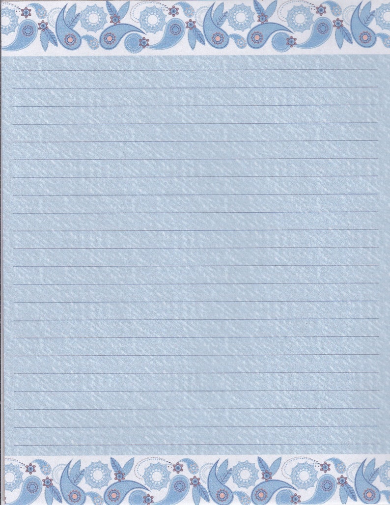 Blue Border Lined Stationery 8.5x11 25 Sheets and - Etsy