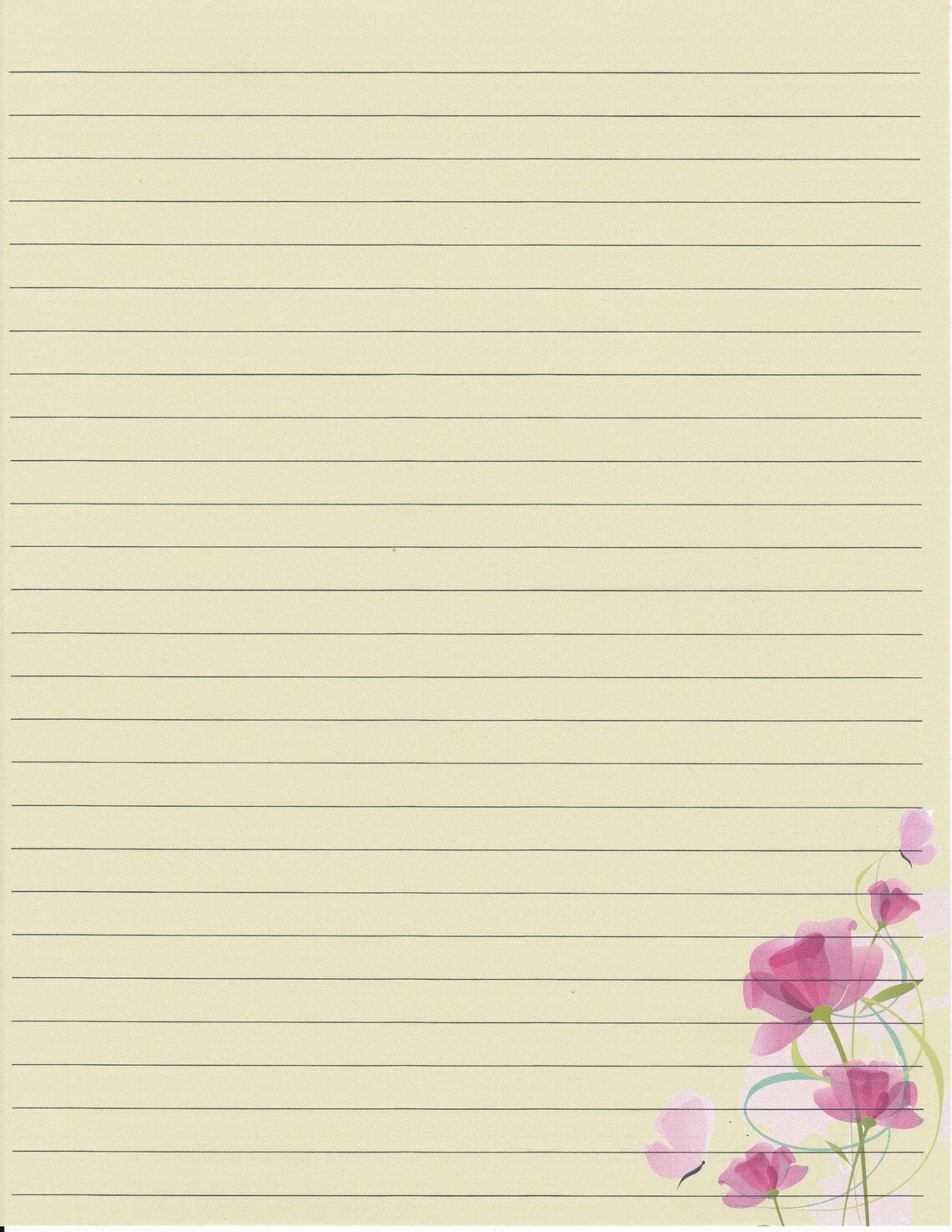 Fine Lined Stationery 8.5 X 11 25 Sheets and 10 | Etsy