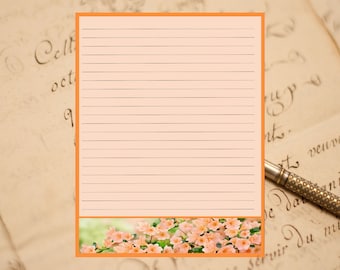 Green Floral Border Fine Lined Stationery 8.5 X 11 25 Sheets and 10 ...