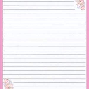 Pink Bordered Lined Floral Stationery 8.5"x11" 25 Sheets and 10 Color ...