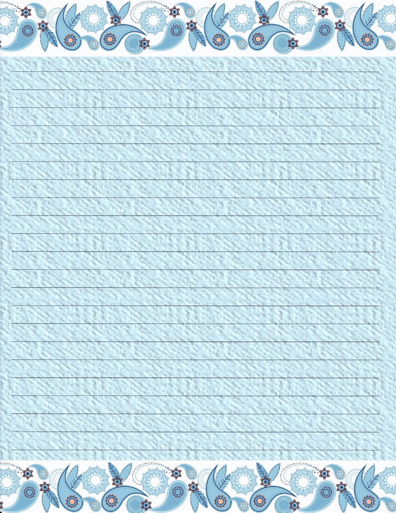 Blue Border Lined Stationery 8.5x11 25 Sheets and - Etsy
