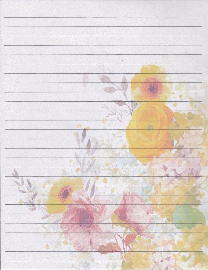 Fall Floral Background Writing Paper 8.5"x11" With 25 Sheets and 10 ...
