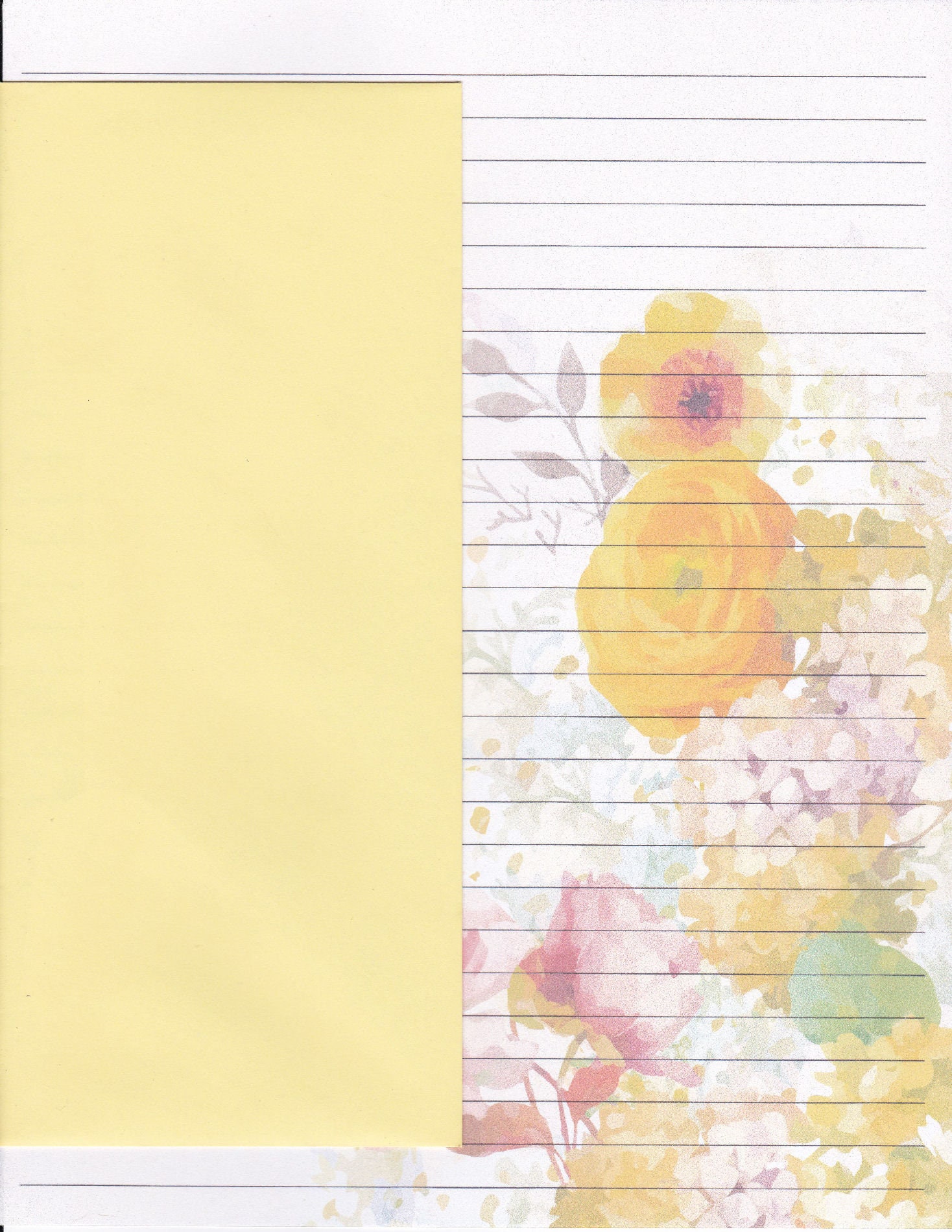 Fall Floral Background Writing Paper 8.5x11 With - Etsy