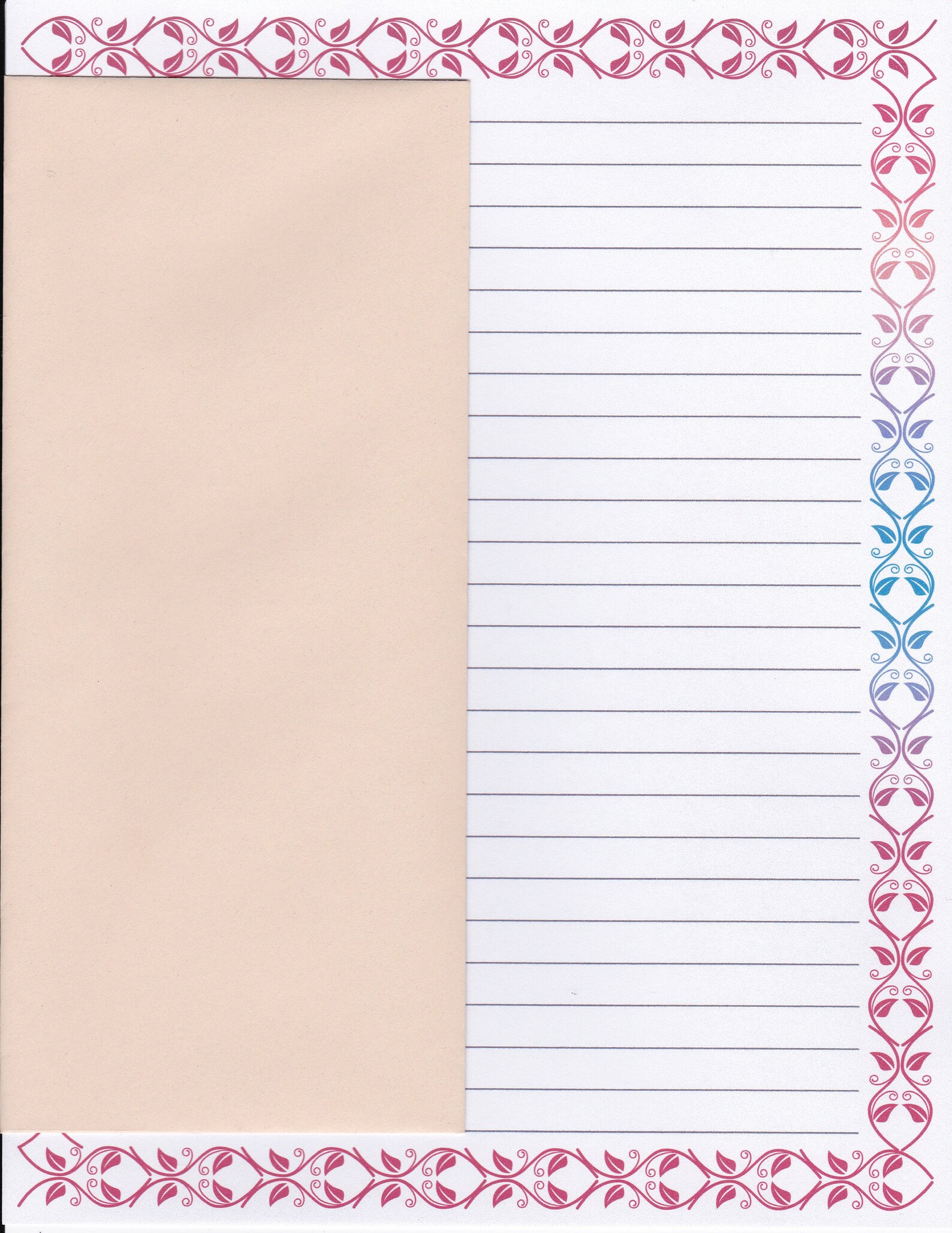 Multi Colored Border Patten Fine Lined Stationery 8.5 X - Etsy