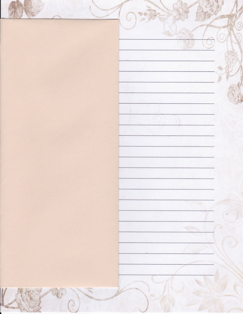 Whimsical Flowered Border Fine Lined Stationery 8.5" X 11" 25 Sheets ...
