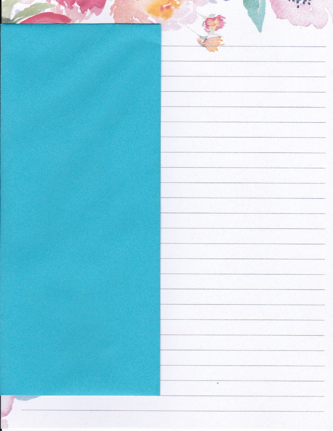 Nice Floral Edged Lined Writing Paper 8.5"x11" 25 Sheets and Color ...