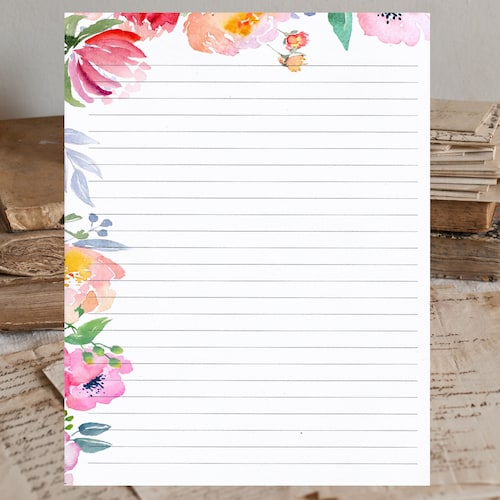 Nice Floral Edged Lined Writing Paper 8.5x11 25 - Etsy