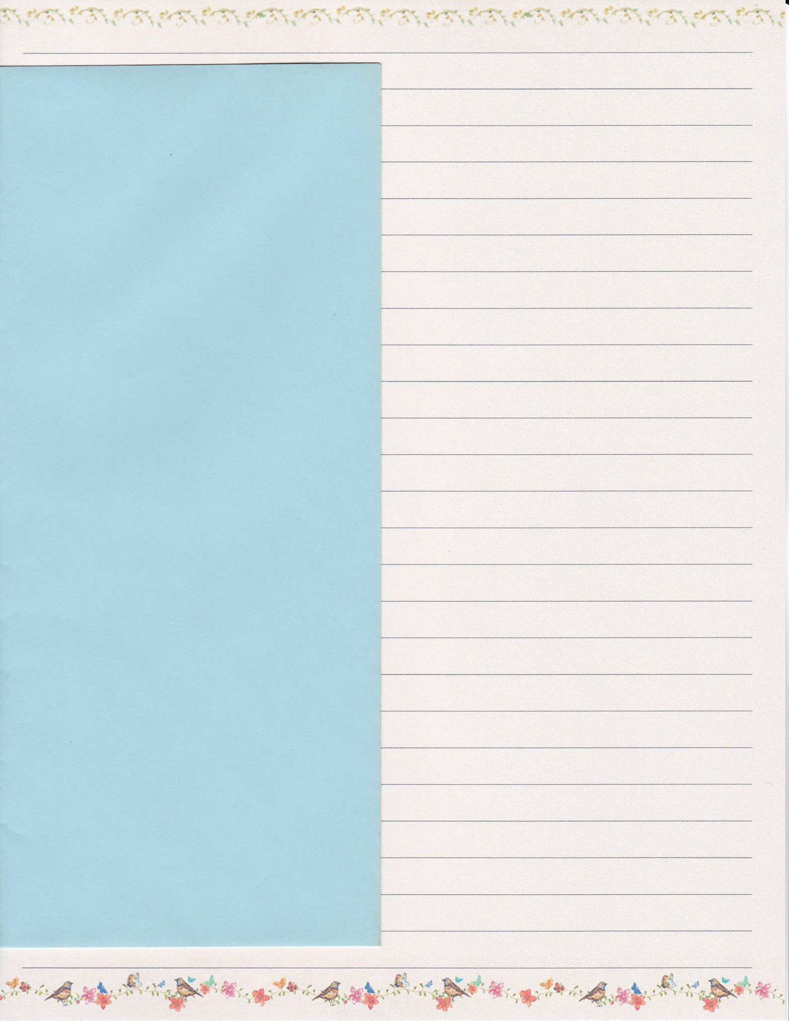 Flowered Bordered Fine Lined Stationery 8.5 X 11 - Etsy