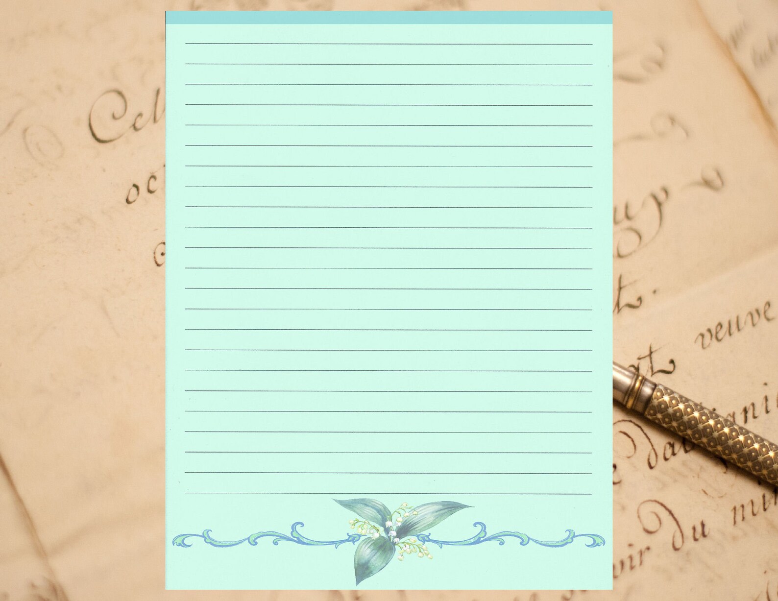 Whimsical Flower Fine Lined Stationery 8.5" X 11" 25 Sheets and 10 ...
