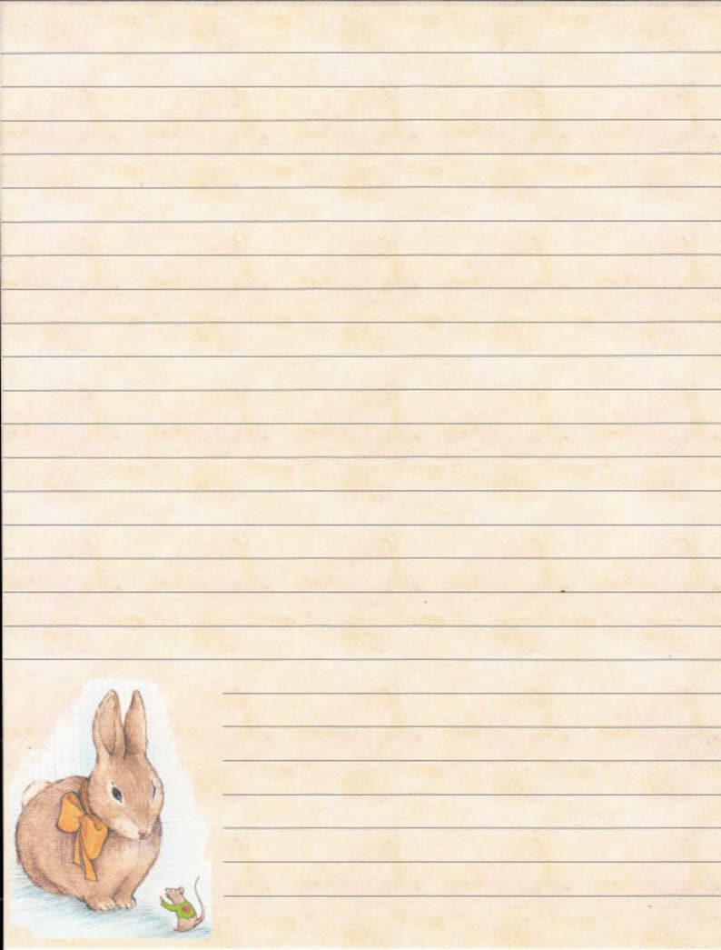Cute Bunny Rabbit Lined Stationery Writing Paper 8.5 X - Etsy Italia