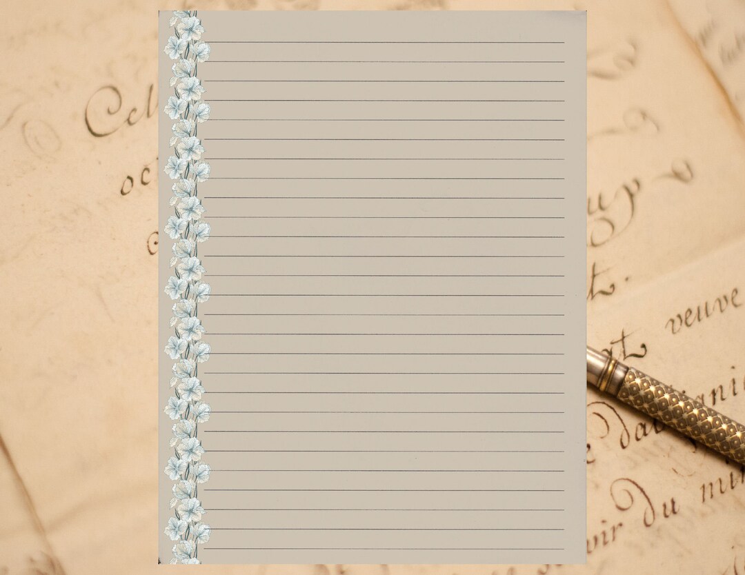 Flowered Border Fine Lined Stationery 8.5" X 11" 25 Sheets and 10 Color ...